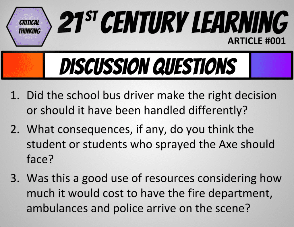 Axe Body Spray has a Florida school bus stopped: Critical Thinking Lesson