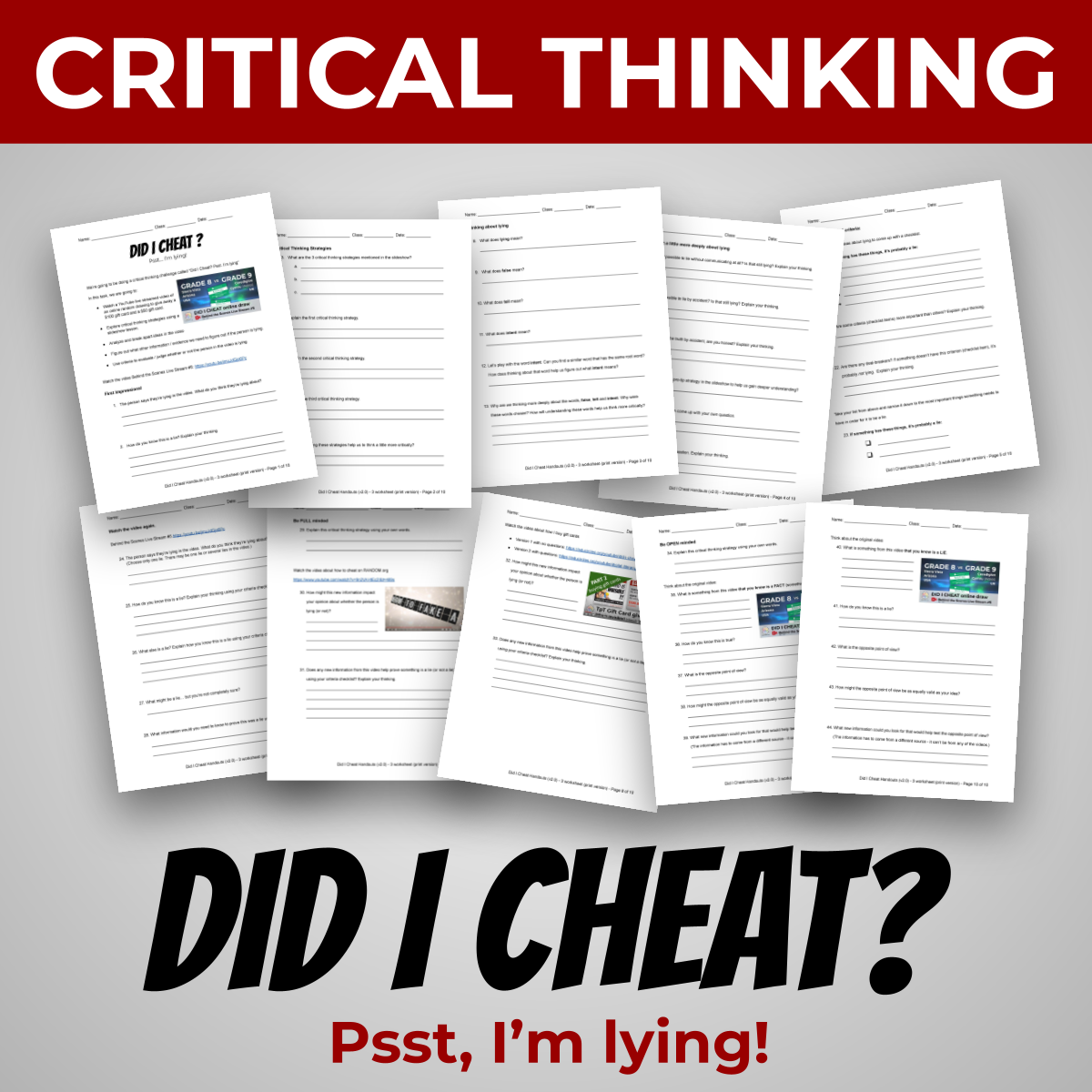 FREE Critical Thinking Lesson for Middle School/High School: Did I Cheat?